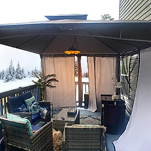 ZIPEAK Outdoor Heater - Hanging Patio Heater - Outdoor heaters for patios - 1500W Electric Heater with Remote, IP65 Waterproof Infrared heater for Indoor and Outdoor Use (Black GS)