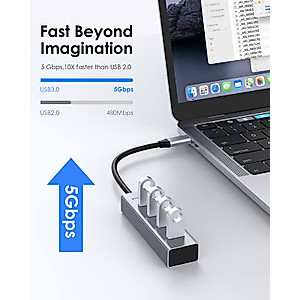 LENTION 4-in-1 USB C Hub, 4 USB 3.0 Ports, USB C to USB A Multiport Adapter for 2023-2016 MacBook Pro, Mac Air & Surface, iPad Pro, Chromebook, More, Stable Driver Certified (CB-C22s, Space Gray)