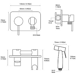 DIKUROOMS Brass Wall Mount Toilet Bidet Faucet Concealed Handheld Spray Set Hot and Cold Water Diaper Sprayer Shattaf Bidet Attachment, Chrome