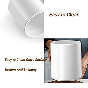 Allybyme Utensil Holder Kitchen Utensil Holder for Countertop, Ceramic Cooking Utensil Holder for Kitchen Counter, Large Modern Spatula Holder Utensil Organizer Kitchen Decor, 6.5”H x 5.5”D White