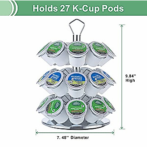 Rice rat K cup Holder Storage Coffee Capsules Pod Holder Carousel 3 Tier Compatible with 27 K-Cup Pods