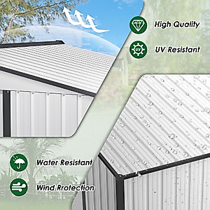 SUNCROWN Outdoor Backyard Garden Storage Shed 4X6 FT Yard Storage Tool with Sliding Door for Lawn Equipment Garden Backyard, White