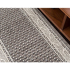 Unique Loom Williamsburg Collection Traditional Border with Dotted Center Area Rug, Runner 2' 9" x 9' 10", Gray/Beige
