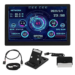 Computer Temp Monitor, 5in IPS USB Mini Screen Display Multi System Support PC Sensor Panel Dynamic Display Monitor PC CPU RAM HDD Data Monitor