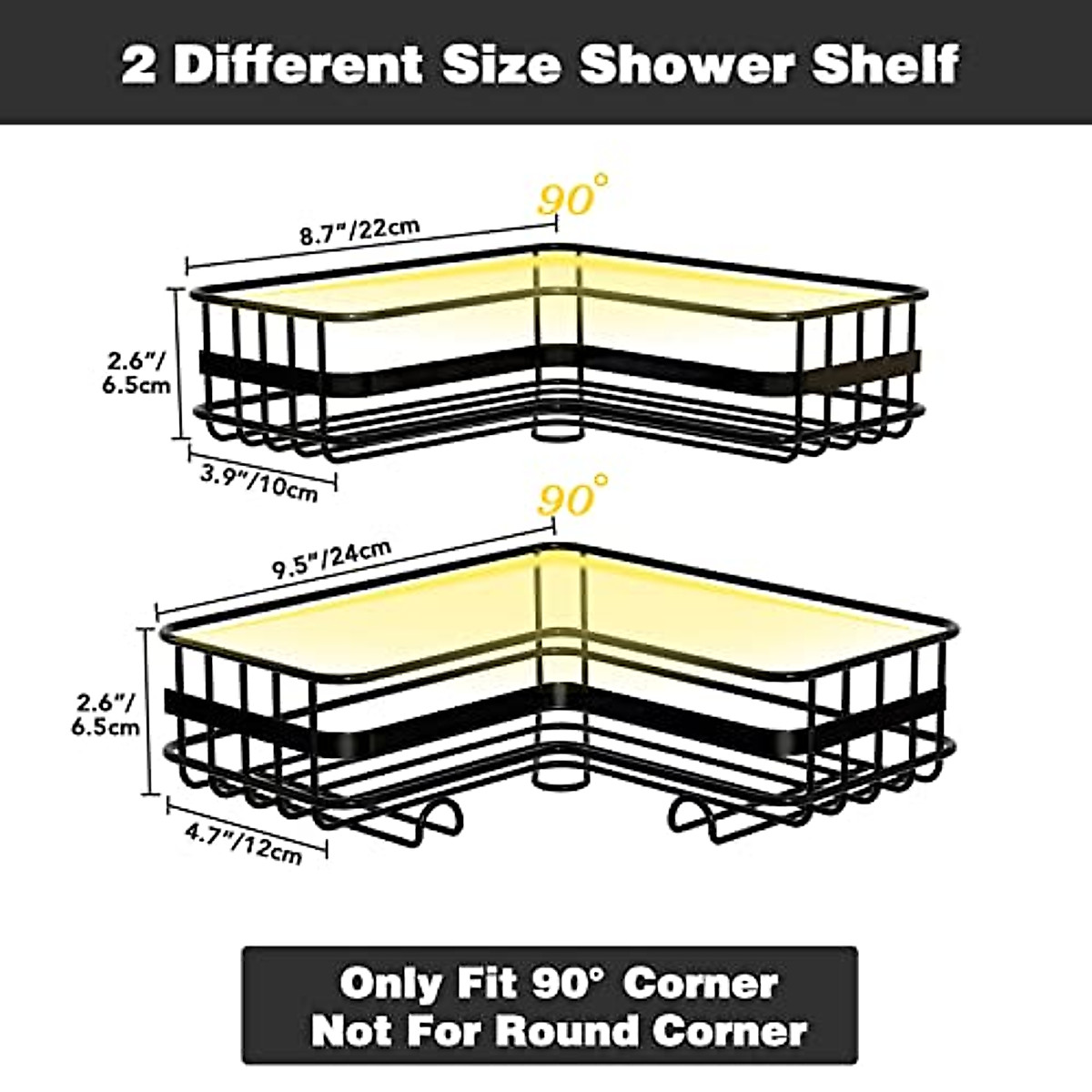 Corner Shower Caddy and Bathroom Shower Caddy Black