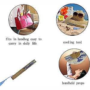 Hand Fan Pocket Fan Tassel Folding Fan Retro Bamboo Handle Fan Summer Party Dancing Wedding Vintage Style