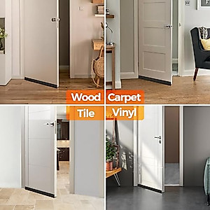 Holikme Door Draft Stopper Under Door Draft Blocker Insulator Door Sweep Weather Stripping Noise Stopper Strong Adhesive 39" Length Black