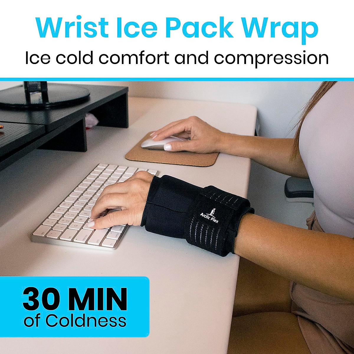 Arctic Flex Wrist Ice Pack Wrap - Gel Compression Support for Arthritis Hand & Thumb - Reusable Hot & Cold Therapy Brace for Pain Relief, Tendonitis, Carpal Tunnel, Tenosynovitis (Fits Left & Right)