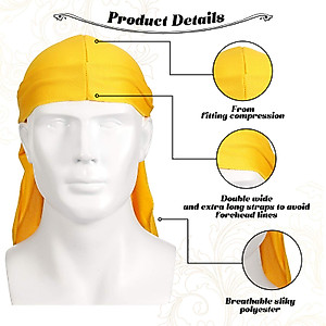 16 Pieces Velvet Durags for Men Long Tail Durags Caps Wide Strap Headwraps Soft Turban Beanies Pirate Hat Velvet Doo Rag for 360 Waves Men Women, 16 Colors