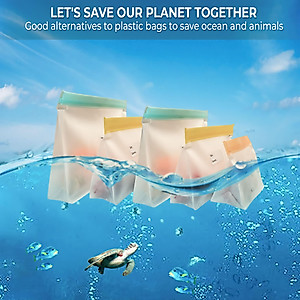 Temsy Reusable Snack Bags - 10pcs Reusable Snack Bags – Reusable Freezer Bags for Fruit, Veggies, Meat – Food-Safe Standup Storage Bags for Food with Ziplock Closure – Sustainable Option