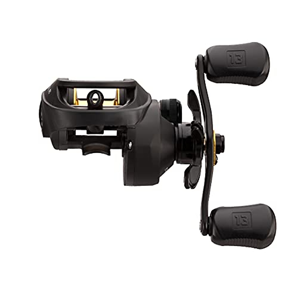 13 FISHING - Origin R1 Baitcast Reel - 8.1:1 Gear Ratio - Left Hand Retrieve (100 Size) (Fresh) - OR1-8.1-LH, Black/Gold