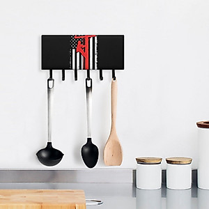 American Flag Lineman Key Hangers with 6 Hooks Large Wall Mounted Key Holder for Entryway