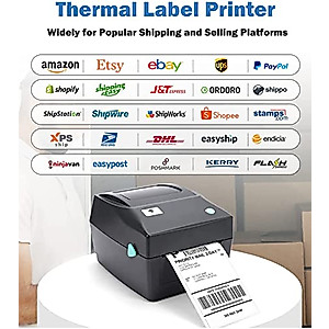 Shipping Label Printer for Shipping Packages, Desktop Thermal Label Printer for Small Business, Address Barcode Printer Compatible with UPS FedEx USPS Etsy Shopify Ebay DHL, Roll/Fanfold 4x6 Labels