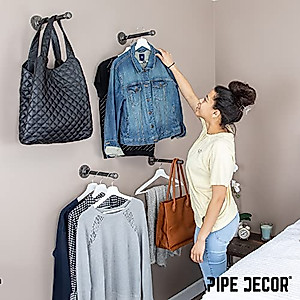 PIPE DECOR Industrial Pipe Wall-Mounted Clothing Rack, Commercial or Residential Wardrobe Clothes Display, Heavy Duty Garment Bracket, 1/2 in. X 10 in. (4 Pack)
