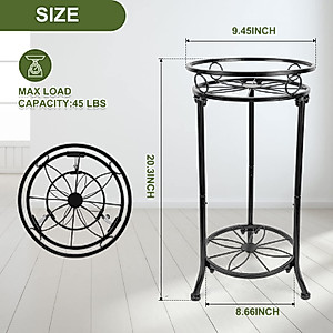YHIJURS Metal Plant Stand Indoor, 2 Tier Plant Stands, 20.3'' Tall Iron Corner Potted Flower Stand Outdoor, Heavy Duty Plants Shelf, Planter Holder, Art Decor for Garden -Black