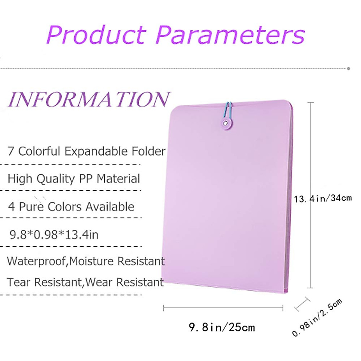 Snow Abonci Vertical Expanding Accordion Folder with 7 Pockets Paperwork Organizer Document Wallet Briefcase Business File Organizer Bag A4 Letter Size Elastic Rope Closure Pink