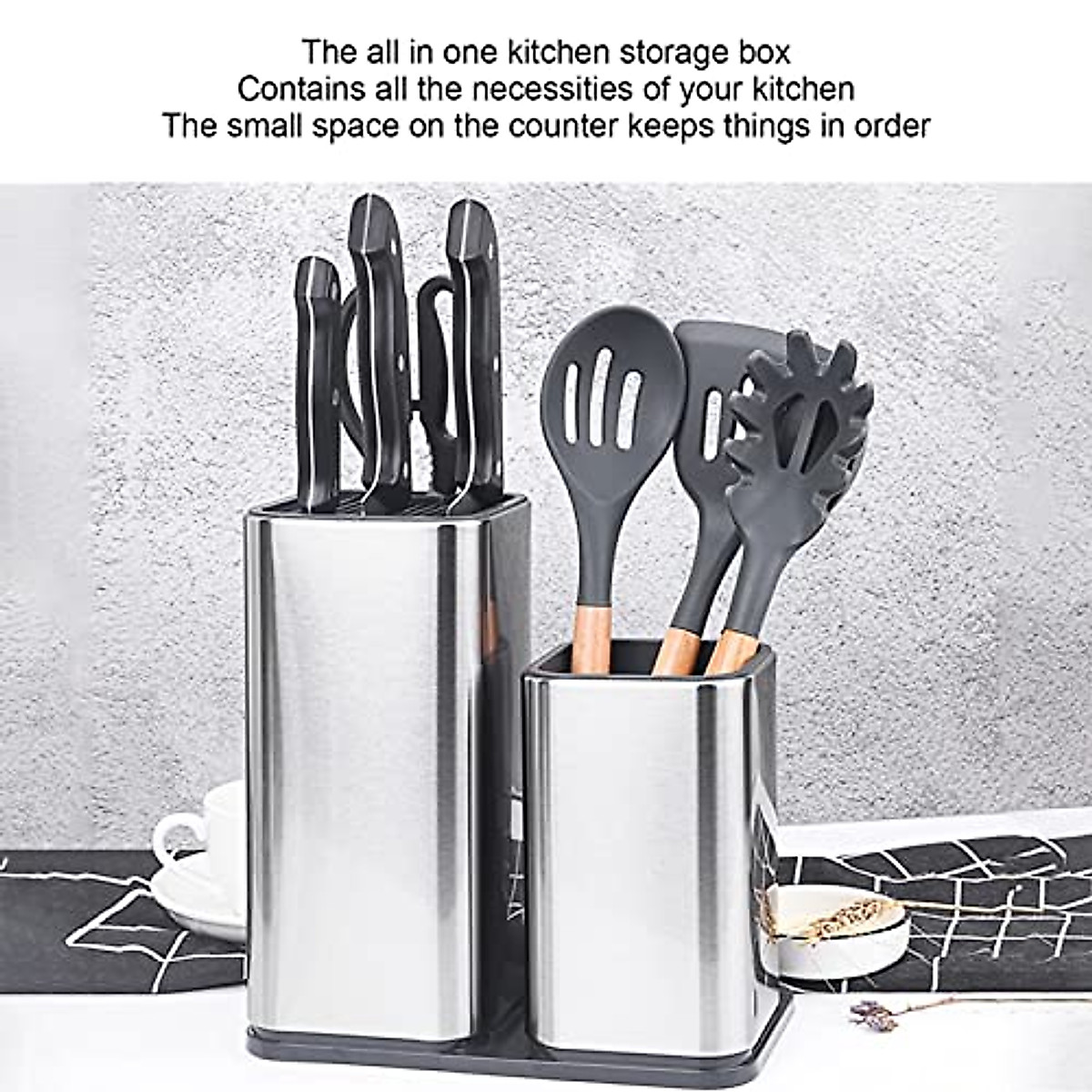 Kitchen Organizer, Universal Fixed Blade Stainless Steel Knife Holder for Kitchen Knives for Scissors
