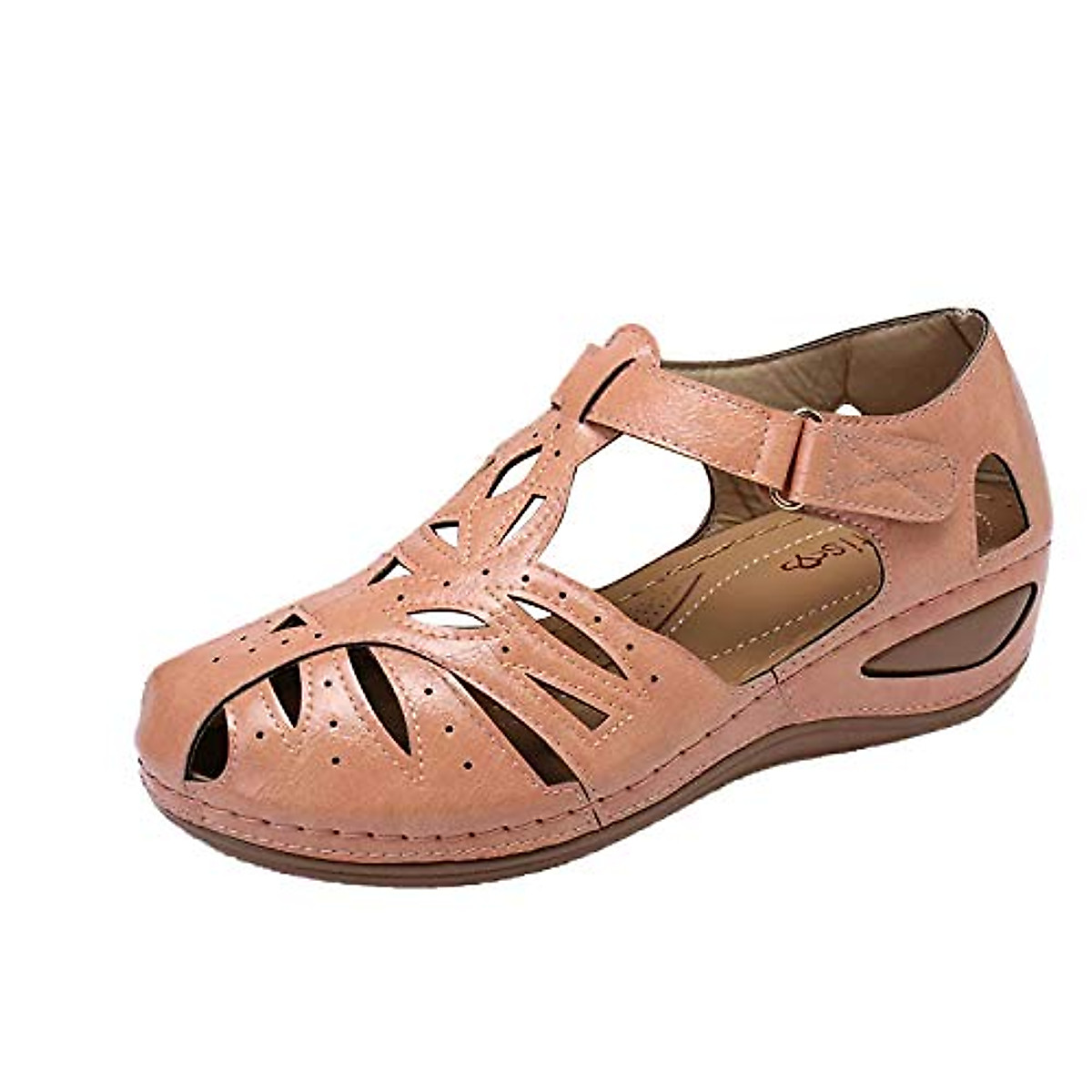 justHIGH Women's Casual Peep Toe Hollow Out Slingback Platform Wedge Sandals Breathable Non Slip Sole