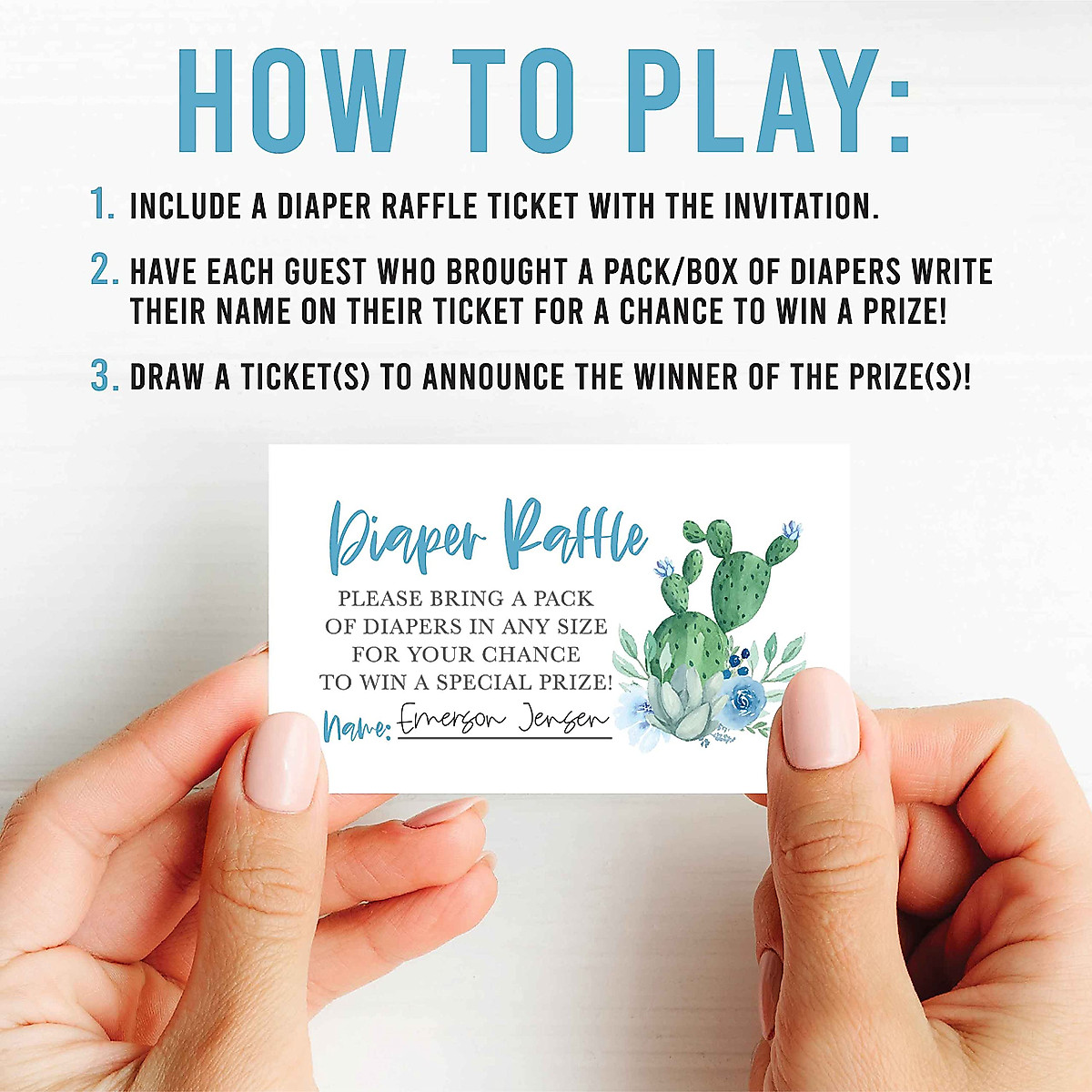 25 Baby Shower Diaper Raffle Tickets For Baby Shower Boy - Cactus Baby Shower Games For Boys, Diaper Raffle Cards, Baby Raffle Tickets, Baby Shower Invitation Inserts, Baby Shower Ideas