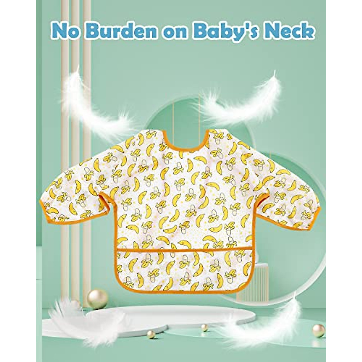 Lictin Baby Bibs for Boy or Girl - Baby Bibs for Eating, Long Sleeve Bib, Waterproof Toddler Bibs, 0-24 Months Neutral Baby Smock, Reusable Infant Baby Bibs for Feeding Teething or Weaning 5 Pcs