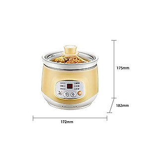 Slow Cookers 1L 220V Electric Ceramic Slow Sous Vide with Cooker Yellow Timing Setting Low Noise Stewed Meat Pot Suitable for Soup Cook Stew Taste Delicious (Color : A)