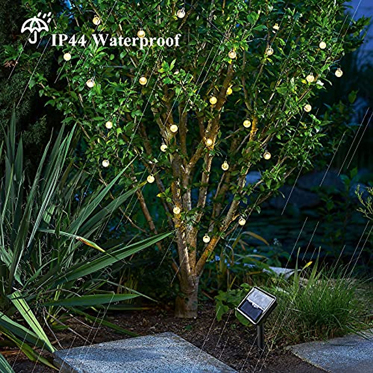 LuGlint Solar String Lights Outdoor ,35Ft 60LED Solar Lights Outdoor Garden, 8 Modes Patio lighs Waterproof,Crystal Globe String Lights for Outside,Porch,Yard,Wedding,Gazebo,Holidays.(Warm White)