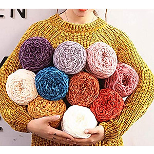 DIRUNEN Baby Chenille Velvet Yarn Bulky Vegan Soft Yarn Knitting Yarn Polyester Blended Cotton Chenille Yarn Hand Knitting Yarn DIY Crochet Thread for Clothing Hat Scarf Blanket Light Grey 0.55 lb