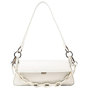 GRACE KARIN Women Shoulder Bag Crossbody Removable Strap Leather White Chain Handbags Medium