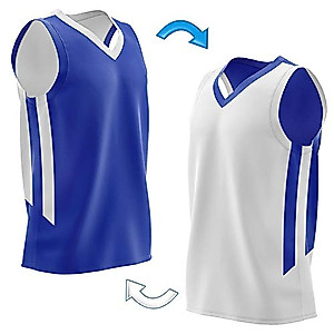 Liberty Imports 10 Pack - Reversible Men's Mesh Performance Athletic Basketball Jerseys - Adult Team Sports Bulk (Blue/White)