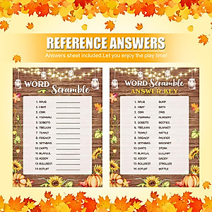 Harloon 142 Pcs Fall Baby Shower Games Set Include 130 Fall Baby Shower Party Game with 12 Pencils for Thanksgiving Pumpkin Autumn Baby Shower Favors Rustic Gender Reveal Neutral Baby Shower Games