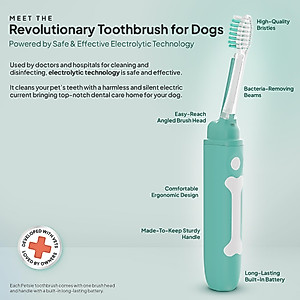 Petsie Dog Toothbrush Replacement Heads | 2 Pack | Replace Every Three Months | Reduces Bad Breath | Compatible with Petsie Toothbrush Only (White, Medium Dogs)
