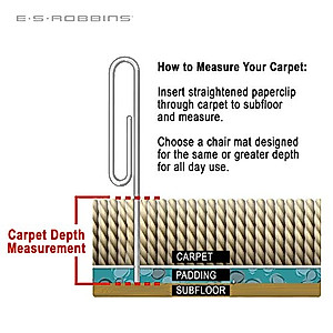Chair Mat for Medium Pile Carpet, 60"x72" Rectangle, Clear Vinyl Beveled Edge, Clear