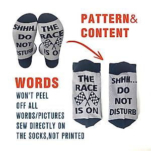 ZHANTUONE Socks Gift，Shhh...Do Not Disturb，The Race is on， Racing Fans Gift Socks，Race Car Socks，Race Car Gift， Racing Game Gift