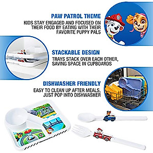 PAW Patrol Dining Set For Kids - 3 PC Themed Dinnerware Set by Dinneractive - Dog Cartoon - Toddler Plates - Baby Dishes