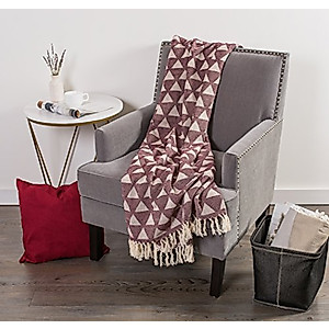 DII Mid-Century Modern Decorative Triangle Woven Throw, 50x60, BlackBerry