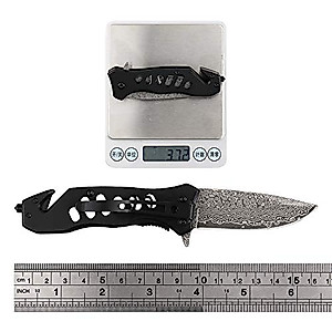 ALBATROSS EDC Cool Tactical Folding Pocket Knife with Modern Damascus Steel Blade, SpeedSafe Spring Assisted Opening Knifes with Liner Lock,Pocketclip,Glass Breaker,Seatbelt Cutter, Gifts Box(Black)