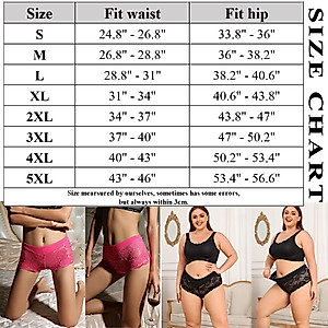 moonlight elves Women's Lace Underwear Plus size Boyshorts Soft Hipster Panties Comfort Sexy Sheer Panty for Ladies – Pack of 6, Size L
