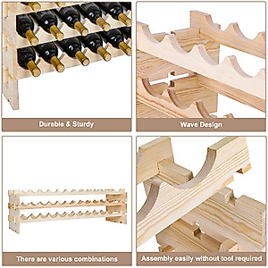 ZenStyle Wine Rack, Wooden Stackable Wine Cellar Racks, Wine Storage Racks Countertop, Free Standing Wine Bottle Stand Holder Display Shelves (8 Tier 96 Bottles)