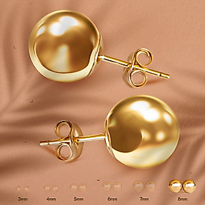 Pori Jewelers Premium 14K Yellow Gold 8MM Ball Stud Earrings - Butterfly Backings