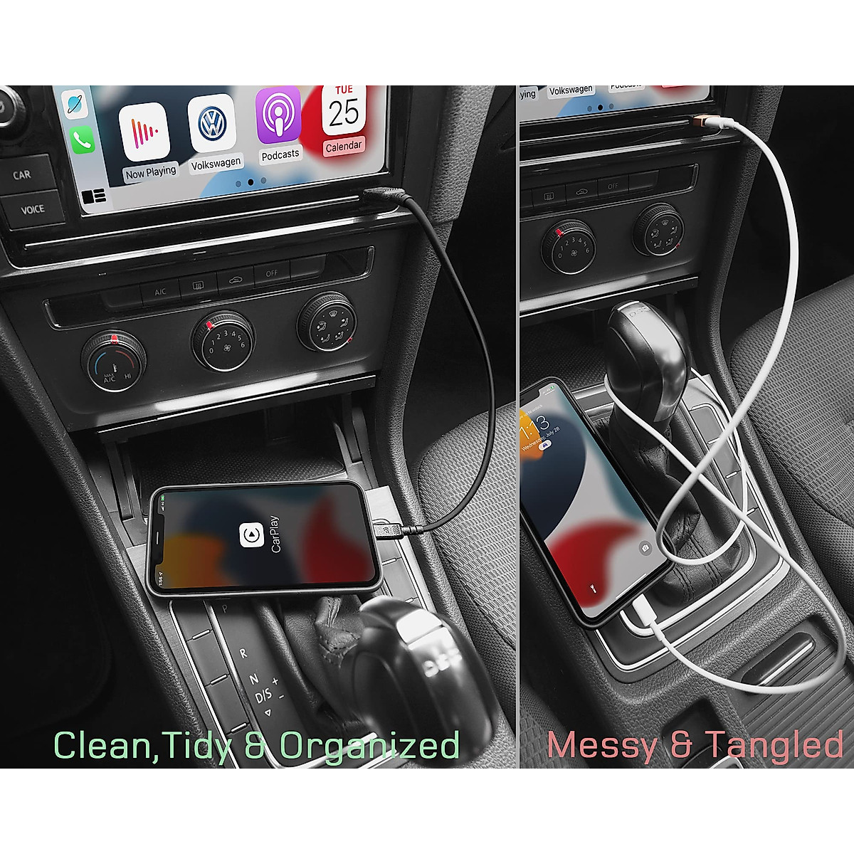 dé [MFi Certified & CarPlay Compatible] 1ft Short Lightning Cable, Short USB to Lightning Cable, Silicone Cable - Super Flexible & Soft, for iPhone 14/13/12/11/X/8/iPad