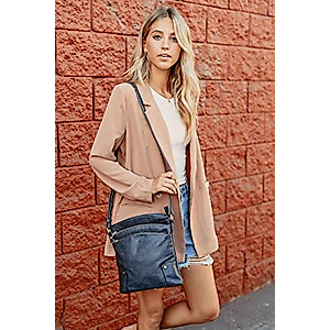 ALYSSA Triple Zip Pocket Large Crossbody Bag (Mustard)