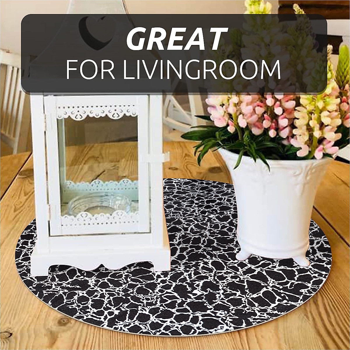 FIFTY FEET 12X120 Inch Shelf Liner with Scissor & Tape Measure for Kitchen Cabinets, PVC Drawer Liner for Dresser Non-Slip Bathroom, Non-Adhesive Cabinet Liner Washable (Black Crack)