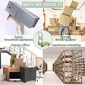 Push Cart Dolly by HBFBDRCT, Heavy Duty Moving Platform Hand Truck, Foldable for Easy Storage and 4 Silent Rubber Wheels with 330lb Weight Capacity for Luggage,Moving, Shopping and Office Use