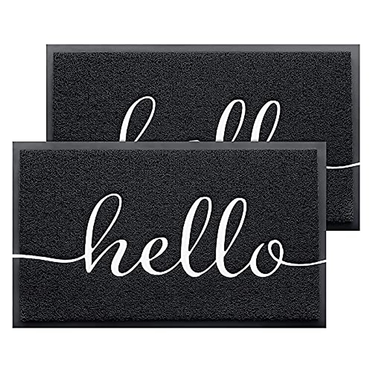 BeneathYourFeet Door Mat 2-Pack Indoor Outdoor Doormat Multiple-use Welcome Mats for Front Door Easy to Clean Garage Floor Mat Durable Wear-Resistant Rugs for Outside Entry(30"x17.5",Black)