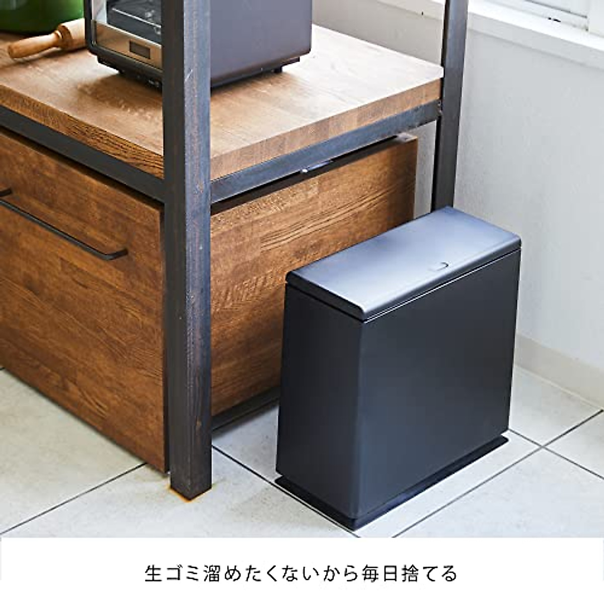 Ideaco TUBELOR® Kitchen Flap Designer Rectangular Waste Bin with Lid, Conceals Any Plastic Bag 2.3 Gal, Matte Sand White