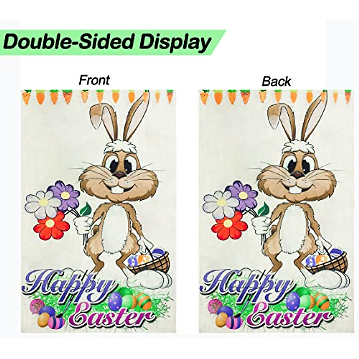 Easter Welcome Garden Flag 12×18 Inch Double Sided Bunny Flower Egg Outside Vertical Holiday Yard Flag