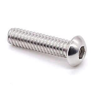 M6-1.0 x 25mm (30 pcs) Button Head Socket Cap Screws Bolts, 18/8 Stainless Steel 304, Fully Threaded, Machine Coarse Thread, Allen Hex Drive