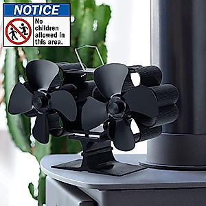 PETCHOR 8 Blades Wood Stove Fan, Heat Powered Fan, Stove Top Fan for Wood Stove, Magnetic Fireplace Fans Non Electric with Thermometer for Wood/Log Burner/Fireplace