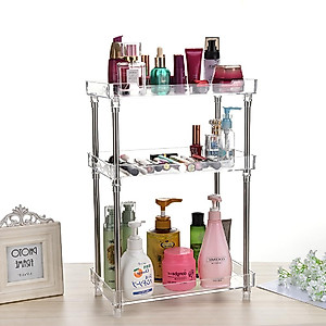 Bathroom Organizer Countertop, 3-Tire Skincare Organizers Vanity Tray Corner Shelf for Makeup Cosmetic Perfume, Multi-Functional Acrylic Organizer in Vanity Dresser Bathroom Kitchen Living Room etc.