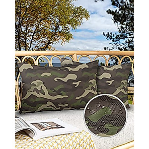 Meet 1998 Throw Pillow Covers 20x12 - Set of 2 Waterproof Pillow Cushion Cases,Army Green Desert Camo Pillowcases Decorative Outdoor Pillow Cover for Sofa Couch Bedroom